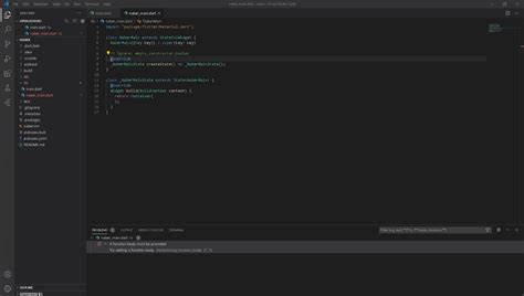 Flutter A Function Body Must Be Provided Try Adding A Function Body