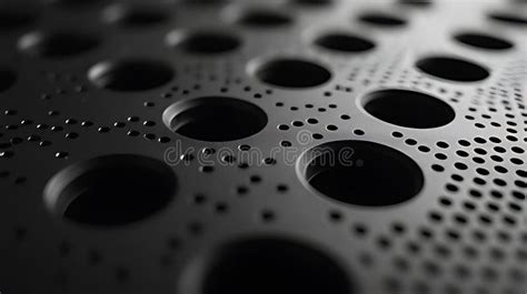 Perforated Metal Texture Close Up Dark Background Industrial Design Abstract Stock