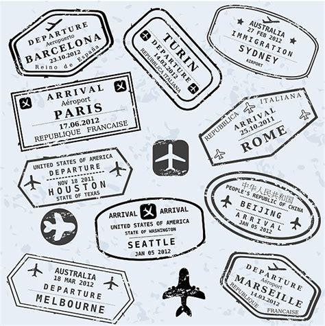 1200 Airport Sign Emigration And Immigration Passport Stamp Stock