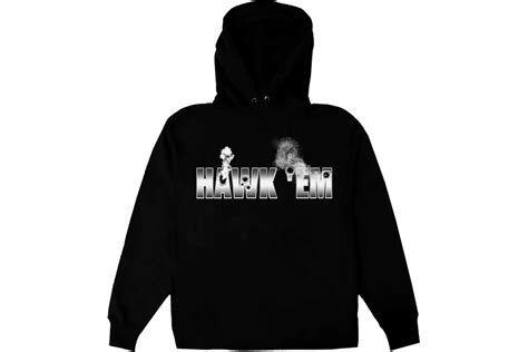 Pop Smoke X Vlone Hawk Em Hoodie Black