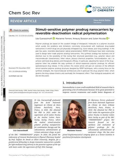 Pdf Stimuli Sensitive Polymer Prodrug Nanocarriers By Reversible Deactivation Radical