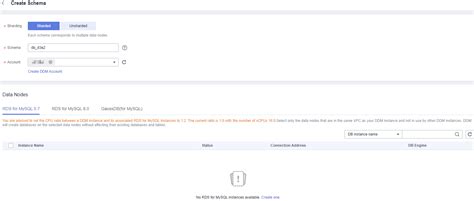 creating a schema and associating it with the rds for mysql instance