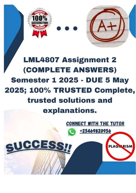 LML Assignment COMPLETE ANSWERS Semester DUE May LML Stuvia SA