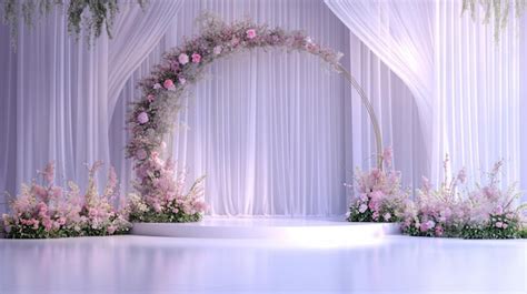 Premium Photo Ethereal Wedding Stage With Cascading Pink Floral