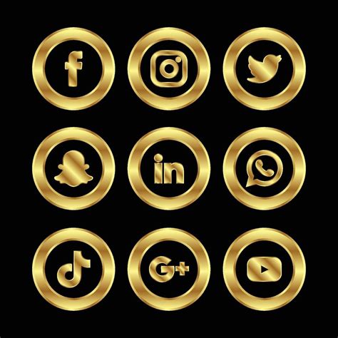 Luxurious Social Media Golden Circle Icons Collection 11921963 Vector