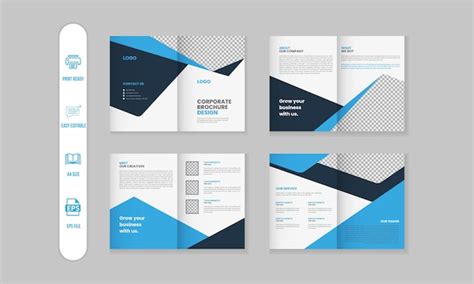 8페이지 기업 현대 브로셔 및 회사 프로필 잡지 포트폴리오 템플릿 디자인 프리미엄 벡터