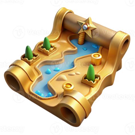 Whimsical 3d Render Of A Golden Scroll Game Board 55535451 Png