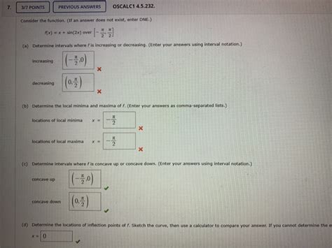 Solved 3 7 Points Previous Answers Oscalc1 4 5 232 Consider