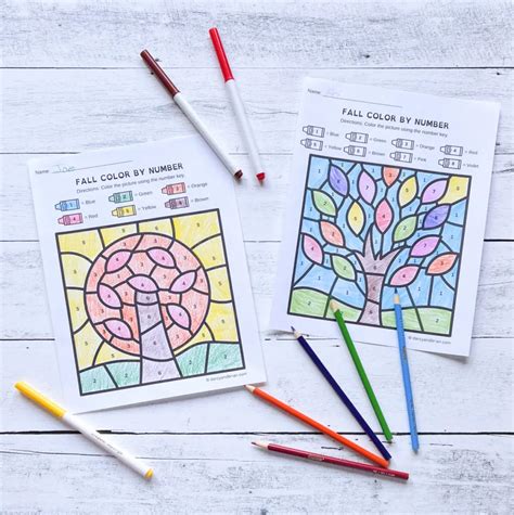 Color By Number Fall Printable Worksheets