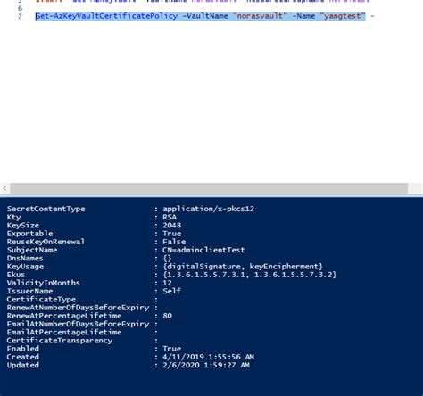 Powershell Script For Looping Through Azure Key Vault Issuance Policy