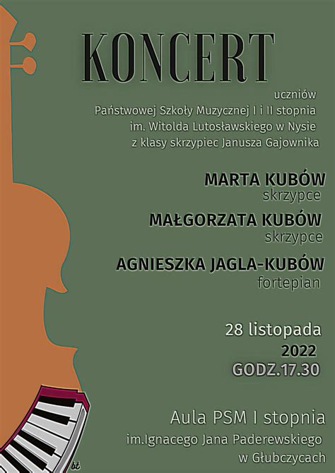 Koncert skrzypcowy Marty i Małgorzaty Kubów Państwowa Szkoła Muzyczna