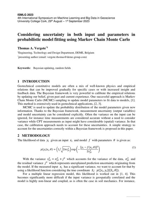 Pdf Considering Uncertainty In Both Input And Parameters In