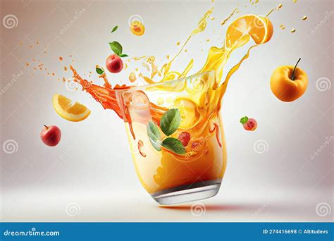 Glass of Fruit Juice with Rich and Juicy Flavor, Flying Past the Camera ...