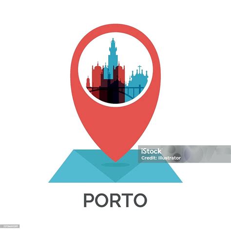 Ilustración De Oporto Portugal Mapa Pin Point Icono De Geolocalización Logotipo Vectorial De