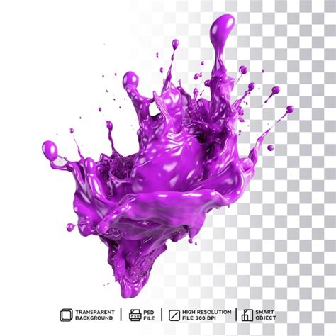 투명 배경에 Photoshop 보라색 액체 스플래시 프리미엄 Psd 파일