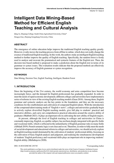 Pdf Intelligent Data Mining Based Method For Efficient English Teaching And Cultural Analysis