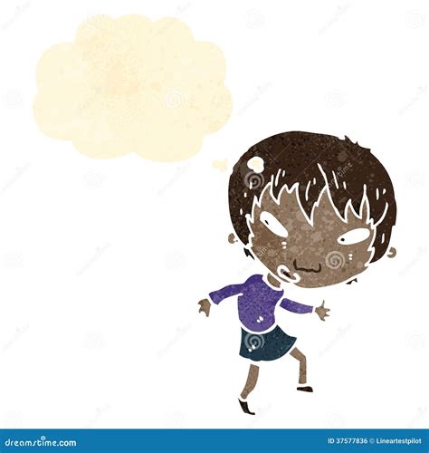 Retro Cartoon Girl Sneaking Quietly Stock Vector Illustration Of