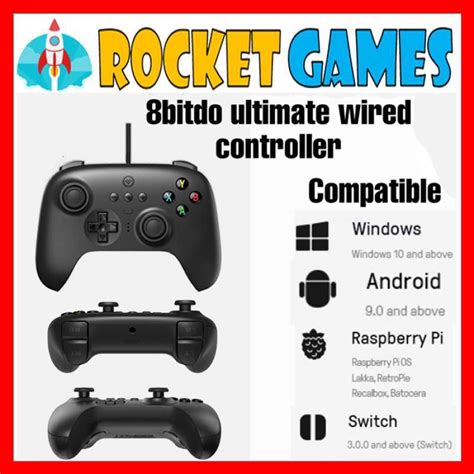 Promo 8bitdo Ultimate Wired Controller Pc Windows Switch Android Raspberry Black Diskon 5 Di