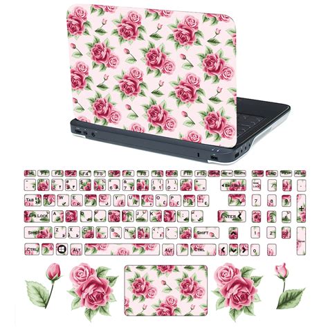 قیمت و خرید استیکر لپ تاپ تُکتم مدل گل گلی کد 2003 مناسب برای لپ تاپ 15 6 اینچ به همراه برچسب