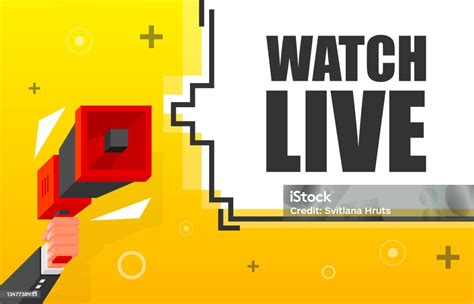 라이브 배너 템플릿을 시청합니다 메가폰을 사용한 마케팅 전단지 등분 및 픽셀 스타일 소매 프로모션 및 공지를 위한 템플릿입니다