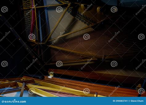 A Close Up Of The Internal String Structure Of A Top Grand Piano Stock