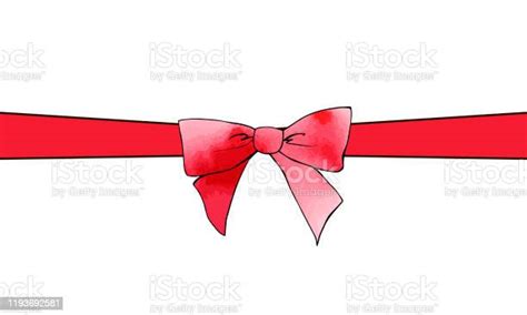 수채화 질감의 축제 빨간 리본 넥타이 활 휴일 디자인입니다 엽서 인사말 카드 로고 0명에 대한 스톡 벡터 아트 및 기타 이미지 Istock