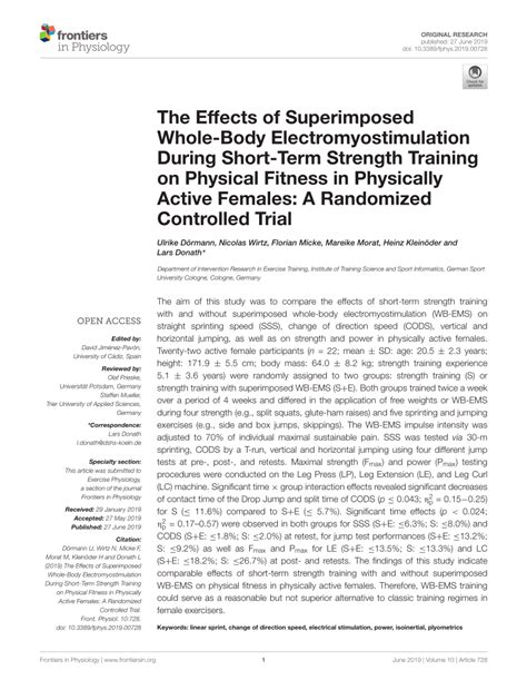 Pdf The Effects Of Superimposed Whole Body Electromyostimulation
