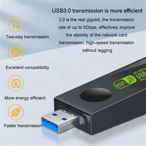 Tarjeta De Red Inalámbrica De 1300 Mbps Tarjeta De Red Usb Para