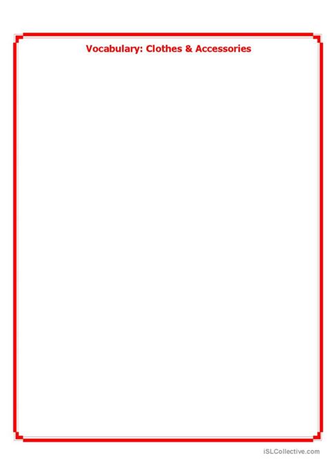 Vocabulary Clothes And Accessories English Esl Worksheets Pdf And Doc