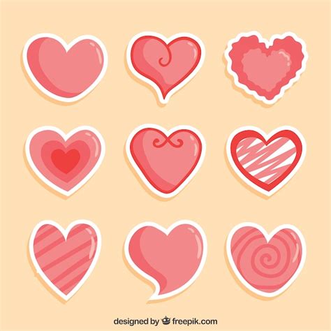 Free Vector Pack Of Shiny Heart Stickers