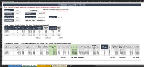 Landed Cost Calculation Template Eloquens