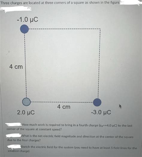 solved three charges are located at three corners of a