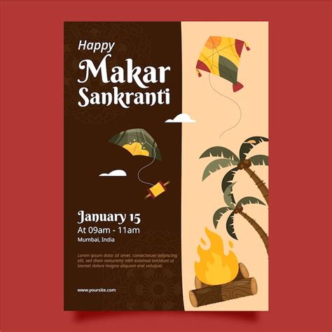 Premium Vector Makar Sankranti Celebration Vertical Poster Template