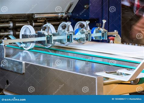 Paper Folding Machine Rollers Conveyor Belt Output Feed Printing Stock Image Image Of Color