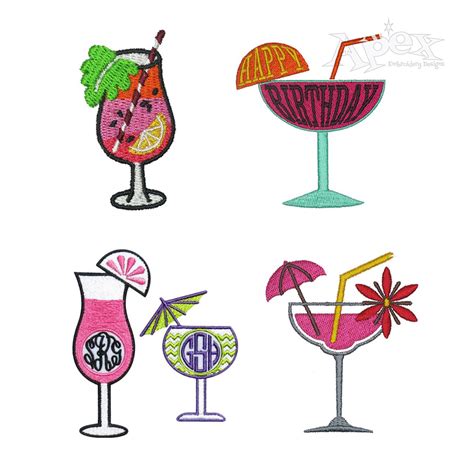 Cocktail Bar Drinks Frames And Designs Pack Embroidery By Apex