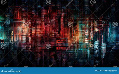 Futuristic Computer Network Generates Pixelated Abstract Chaos