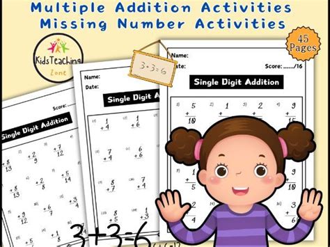 single digit addition worksheets missing numbers activities