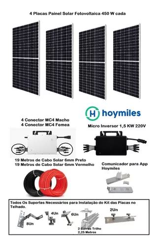 Kit generador de energía solar de 4 placas fotovoltaicas 450 W 1 80