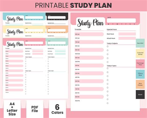 Printable Study Planner Print At Home Study Plan Student Planning
