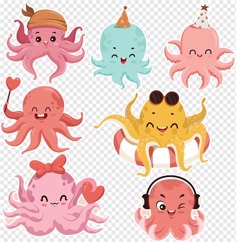 문어 아이콘 귀여운 양식된 만화 Png Pngwing