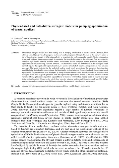 Pdf Physics Based And Data Driven Surrogate Models For Pumping