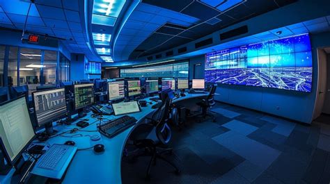 Premium Photo Cybersecurity Command Center Tech Screens Laptop