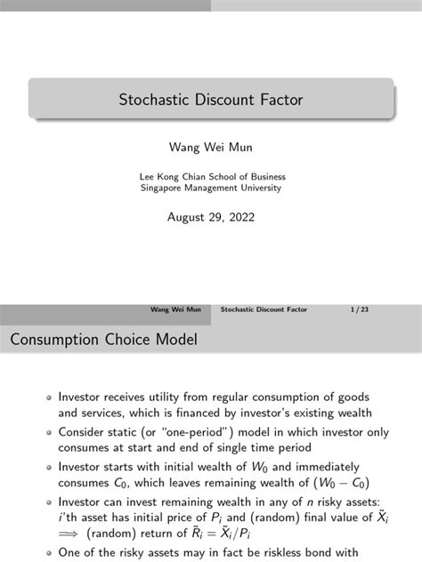 06 Stochastic Discount Factor Pdf Capital Asset Pricing Model Utility