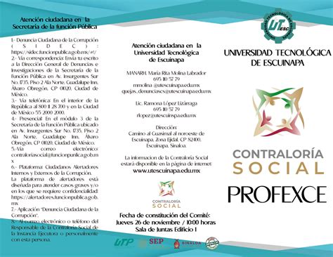 2 Triptico Cs Fuera Profexce Universidad Tecnológica De Escuinapa