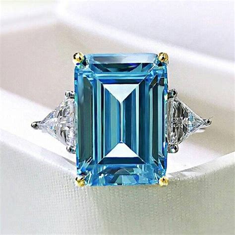 Aquamarine Engagement Ring Aquamarine Ring Blue Gemstone Etsy