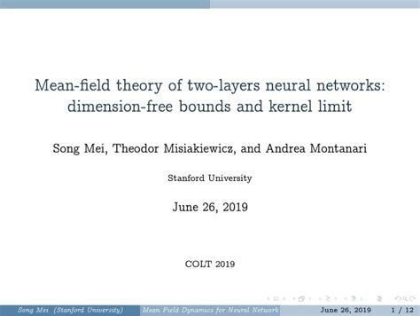 [ppt] mean field theory of two layers neural networks dimension free