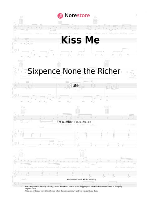 Kiss Me Flute Sheet Music Sixpence None The Richer In Note