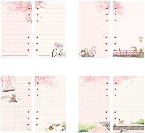 A6 Pink Refill Paper80 Sheets Loose Leaf Inserts Paper Notebook Binder Line Pages