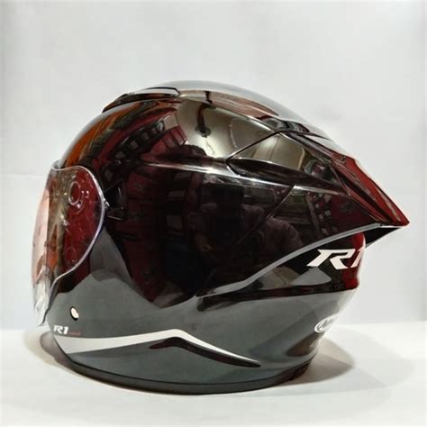 Jual HELM NHK R1 MAX SOLID BLACK METALIK HELM HALF FACE Kota