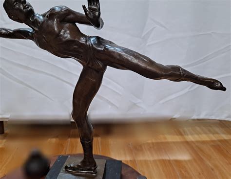 Robert Tait Mckenzie Ice Skating Bronze Sculpture 16w X 25d X 11h